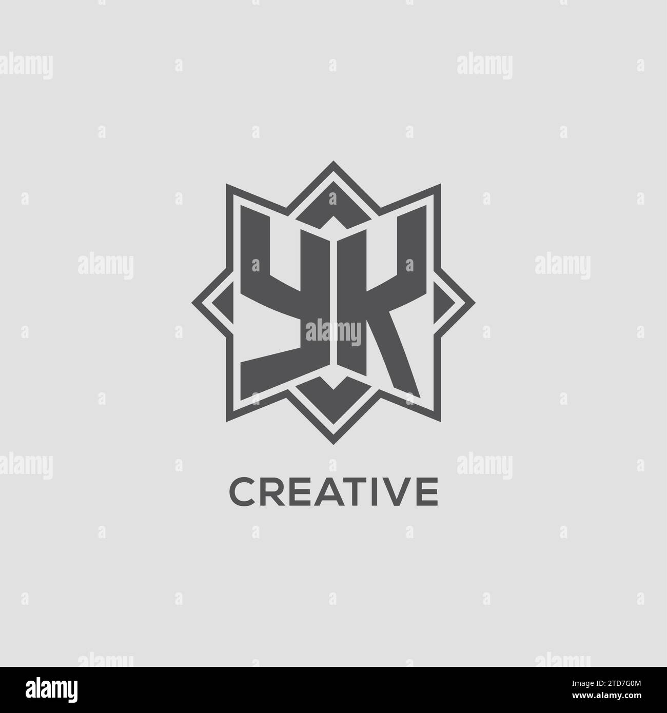 Monogram YK logo with eight point star style design vector graphic ...