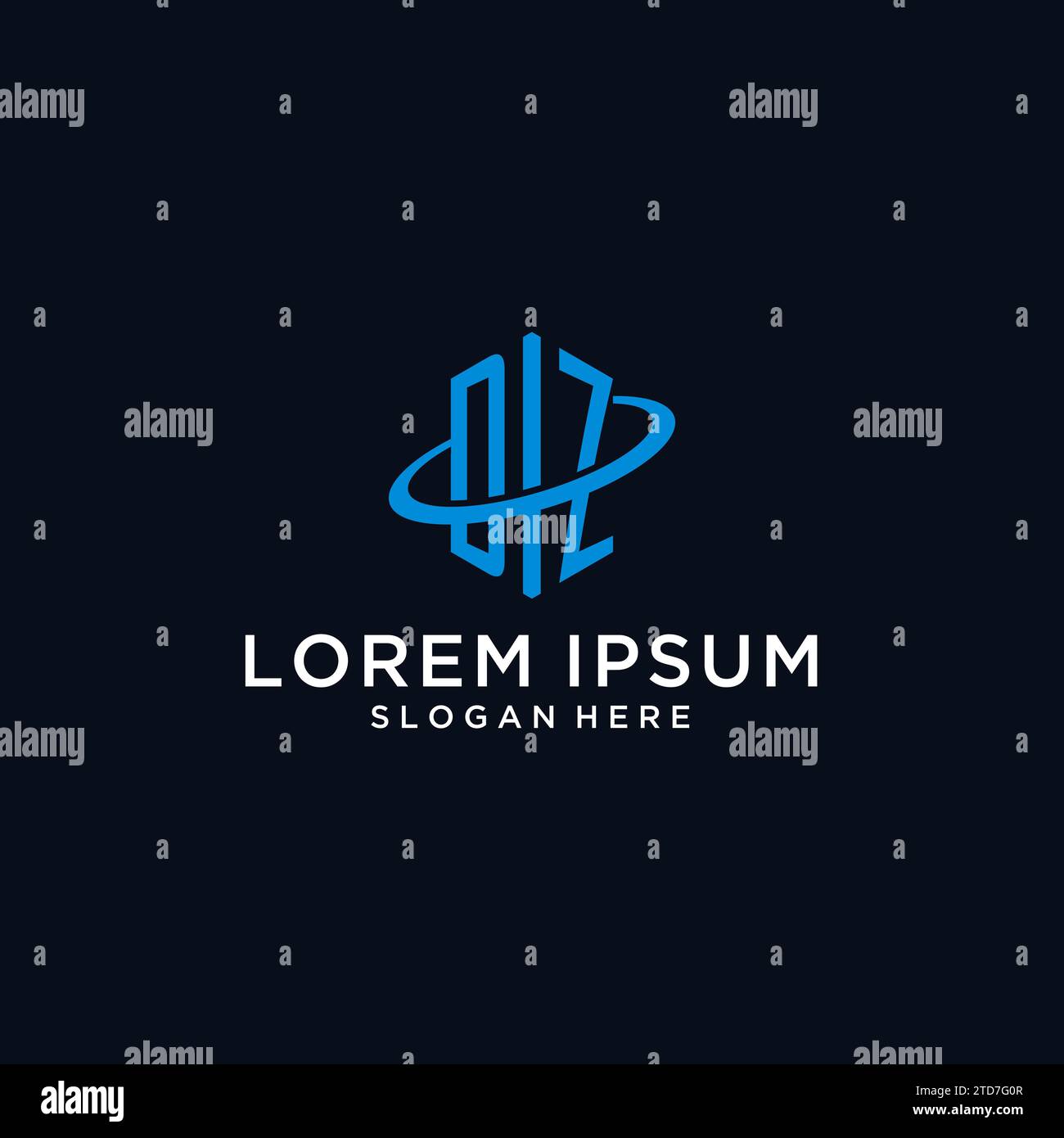 DZ initial monogram logo with hexagonal shape and swoosh design ideas ...