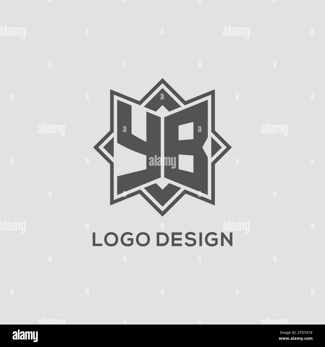 Monogram YB logo with eight point star style design vector graphic ...