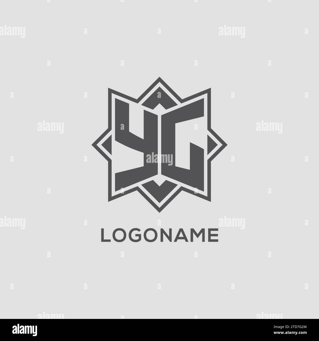 Monogram YG logo with eight point star style design vector graphic ...