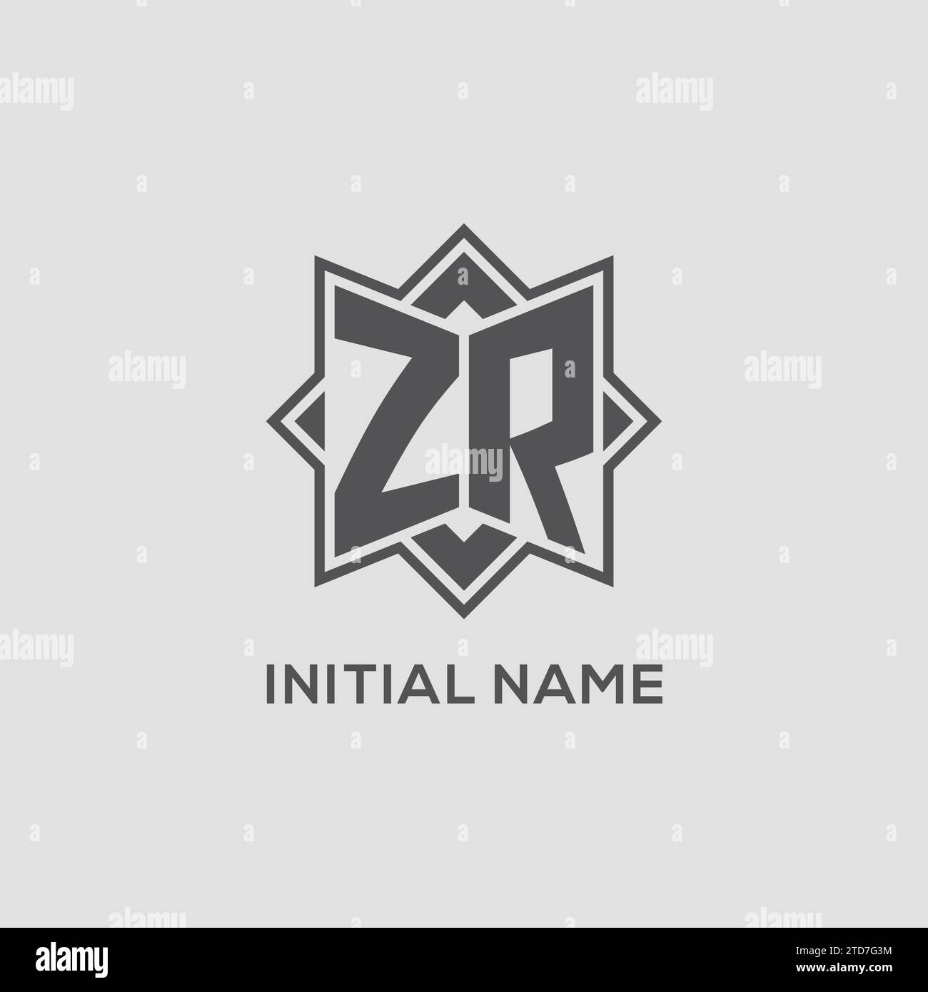 Monogram ZR logo with eight point star style design vector graphic ...