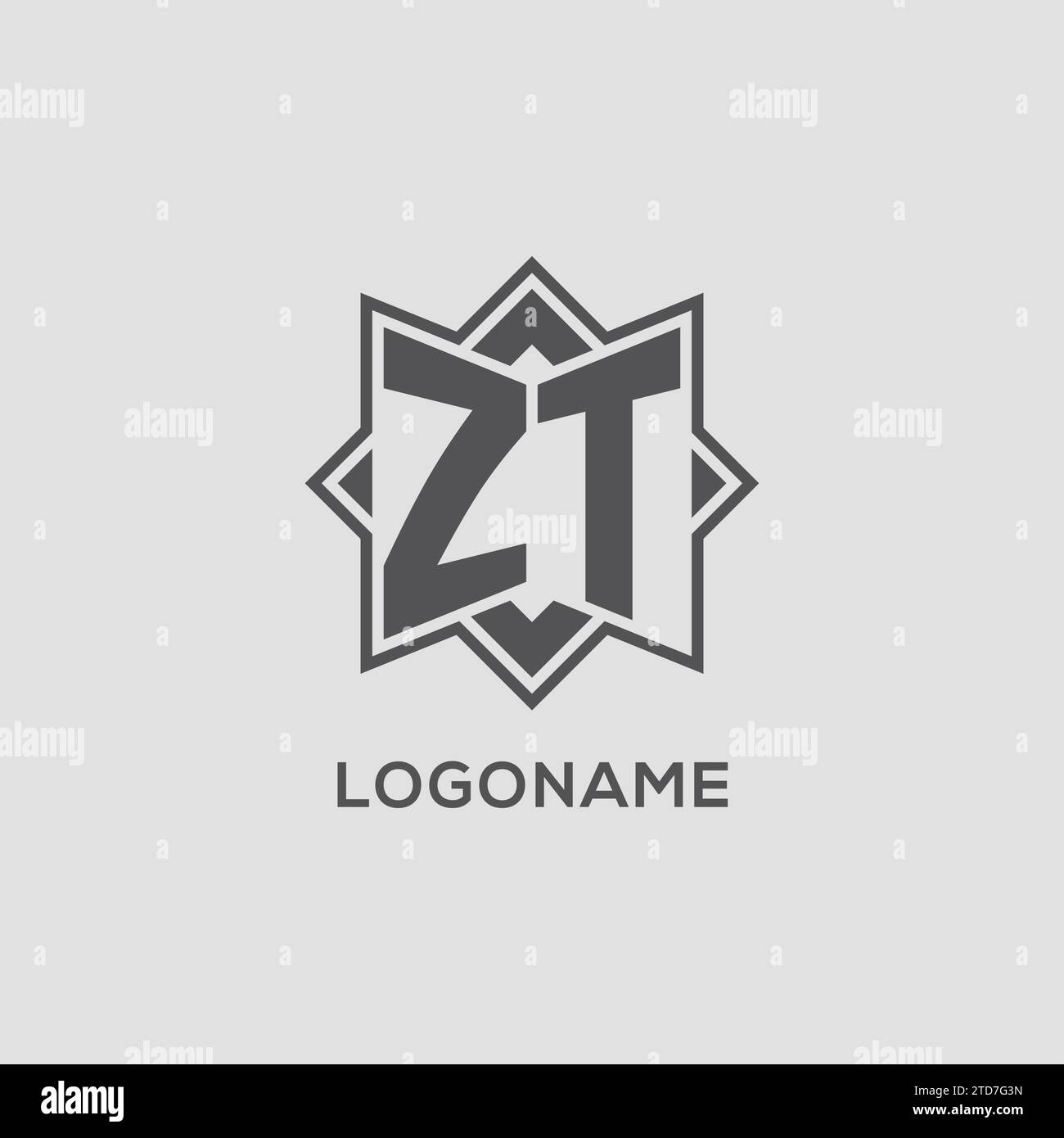 Monogram ZT logo with eight point star style design vector graphic Stock Vector Image & Art - Alamy