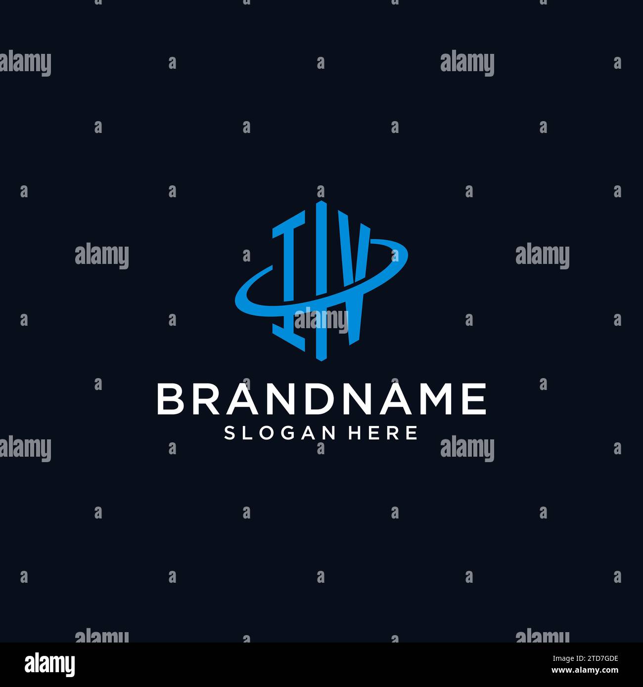 IV initial monogram logo with hexagonal shape and swoosh design ideas ...