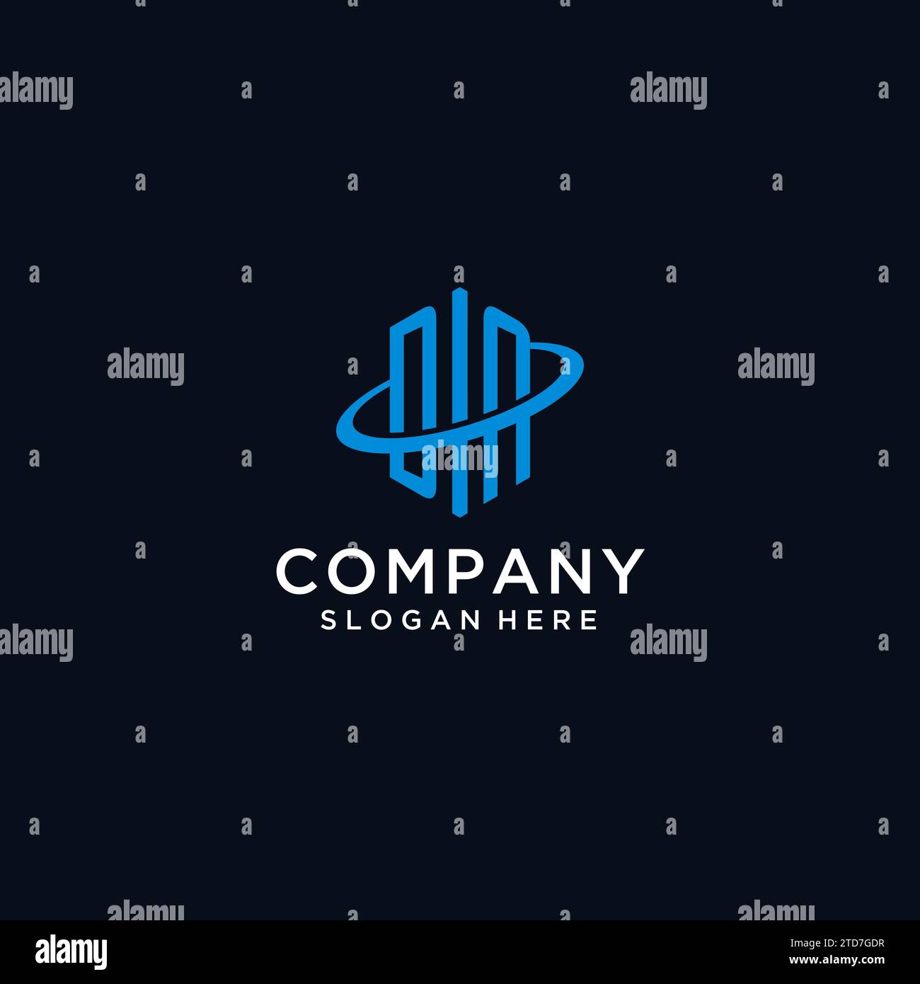 DN initial monogram logo with hexagonal shape and swoosh design ideas ...