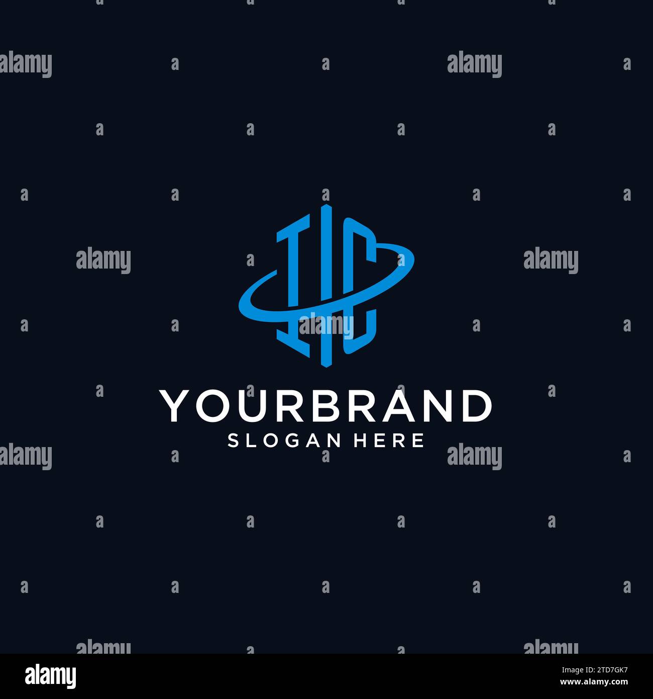 IC initial monogram logo with hexagonal shape and swoosh design ideas ...