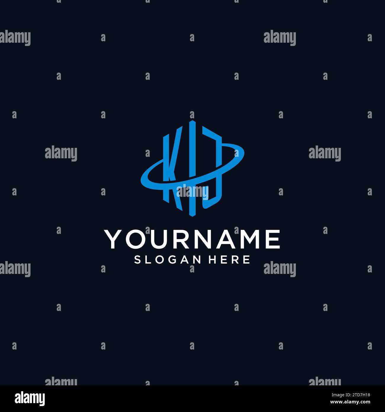 KJ initial monogram logo with hexagonal shape and swoosh design ideas ...