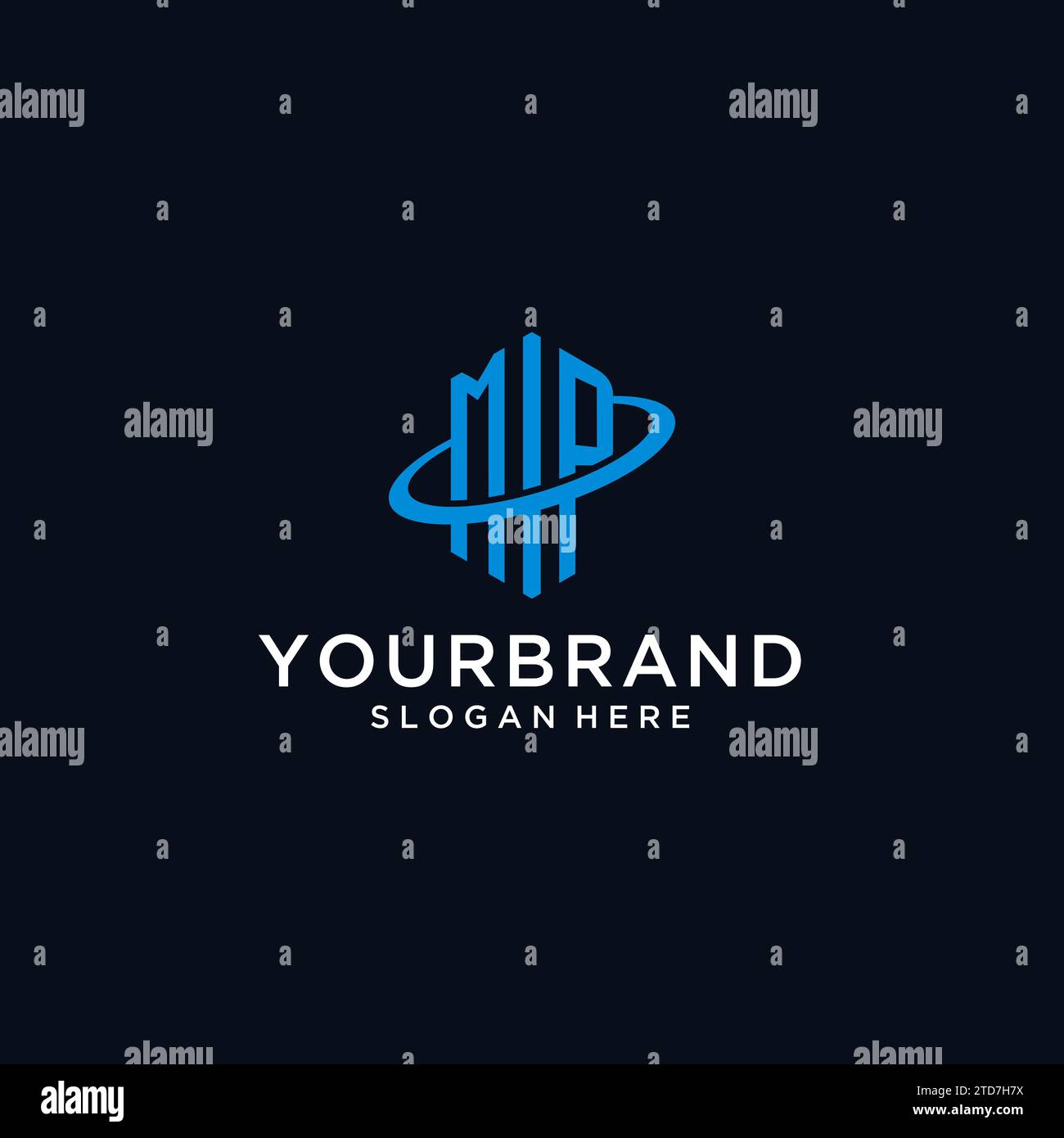 MP initial monogram logo with hexagonal shape and swoosh design ideas ...