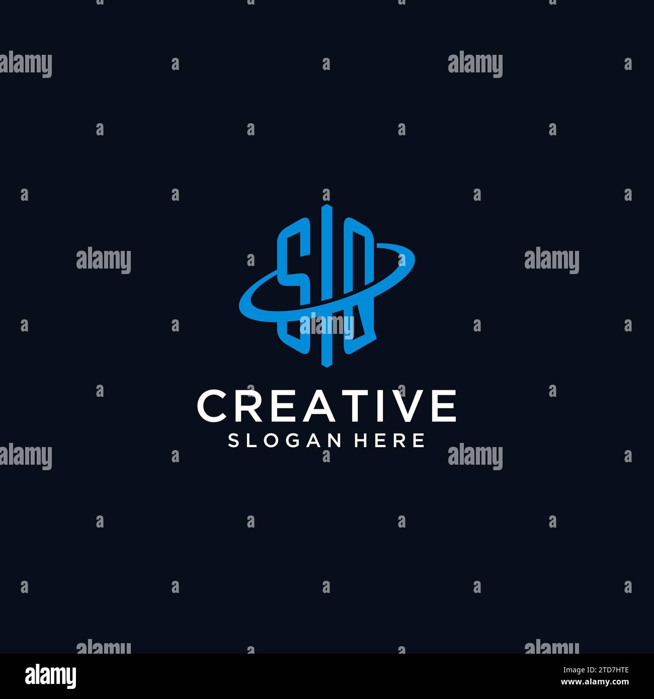 SQ initial monogram logo with hexagonal shape and swoosh design ideas ...