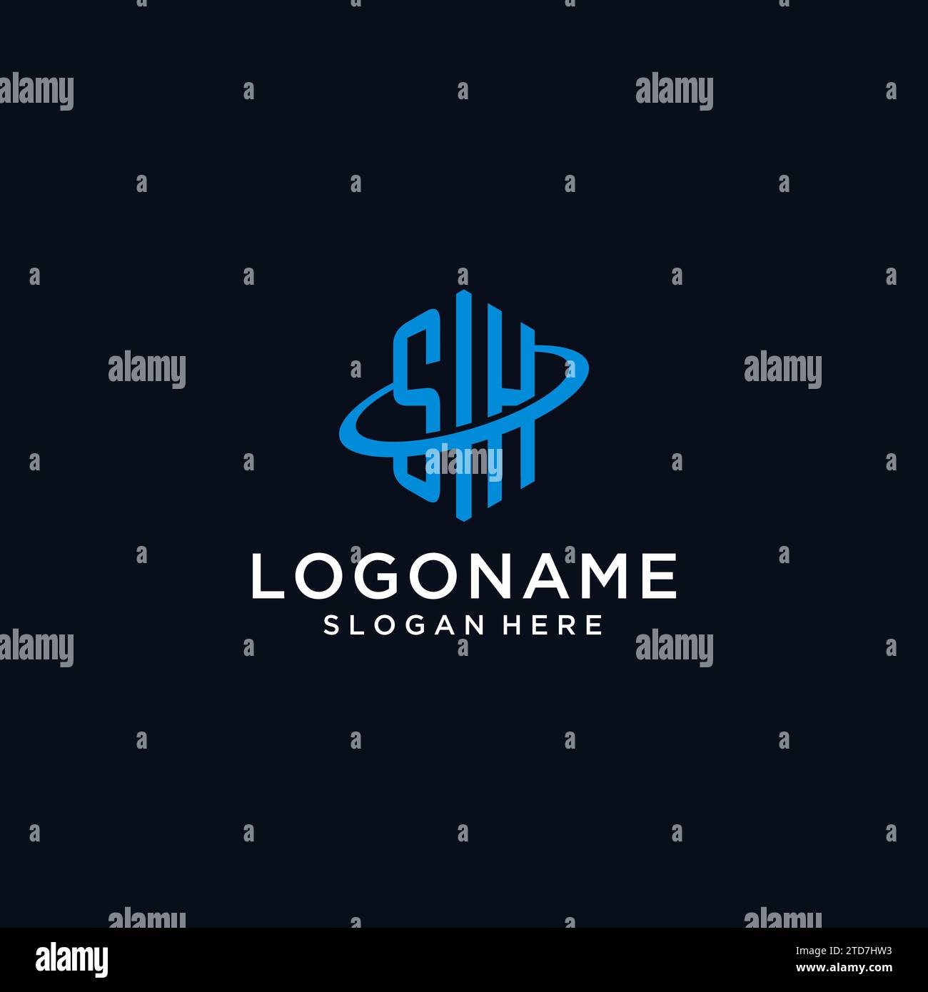 SH initial monogram logo with hexagonal shape and swoosh design ideas ...