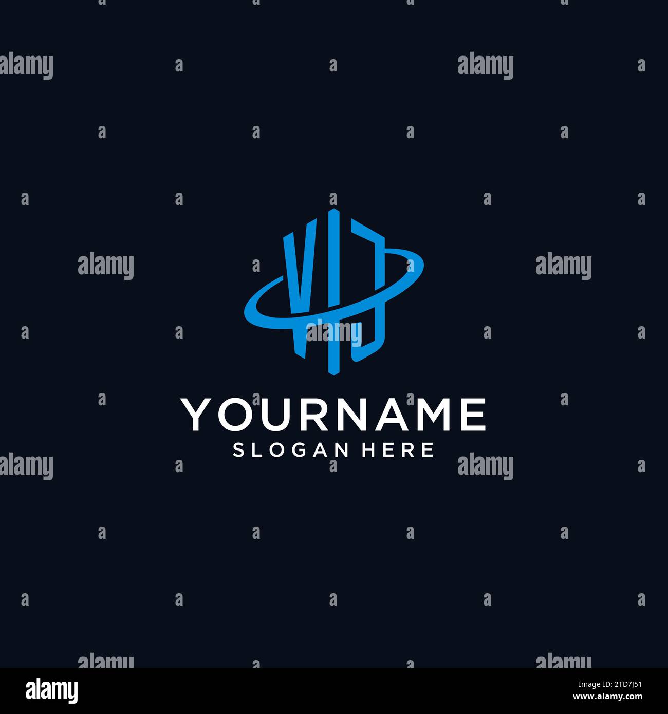 VJ initial monogram logo with hexagonal shape and swoosh design ideas ...