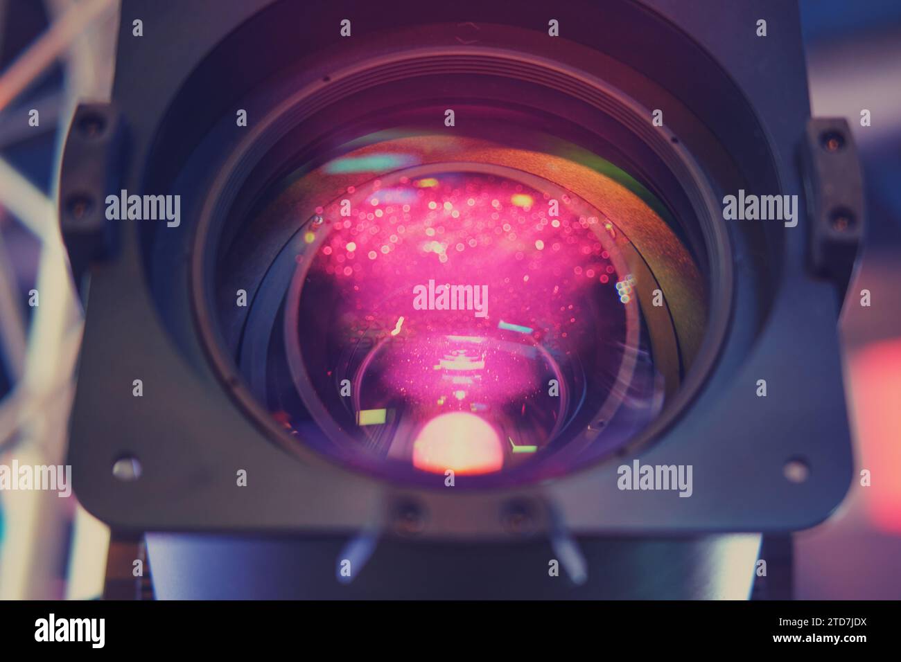 Big red light lamp at night. Filtered image processed vintage effect ...