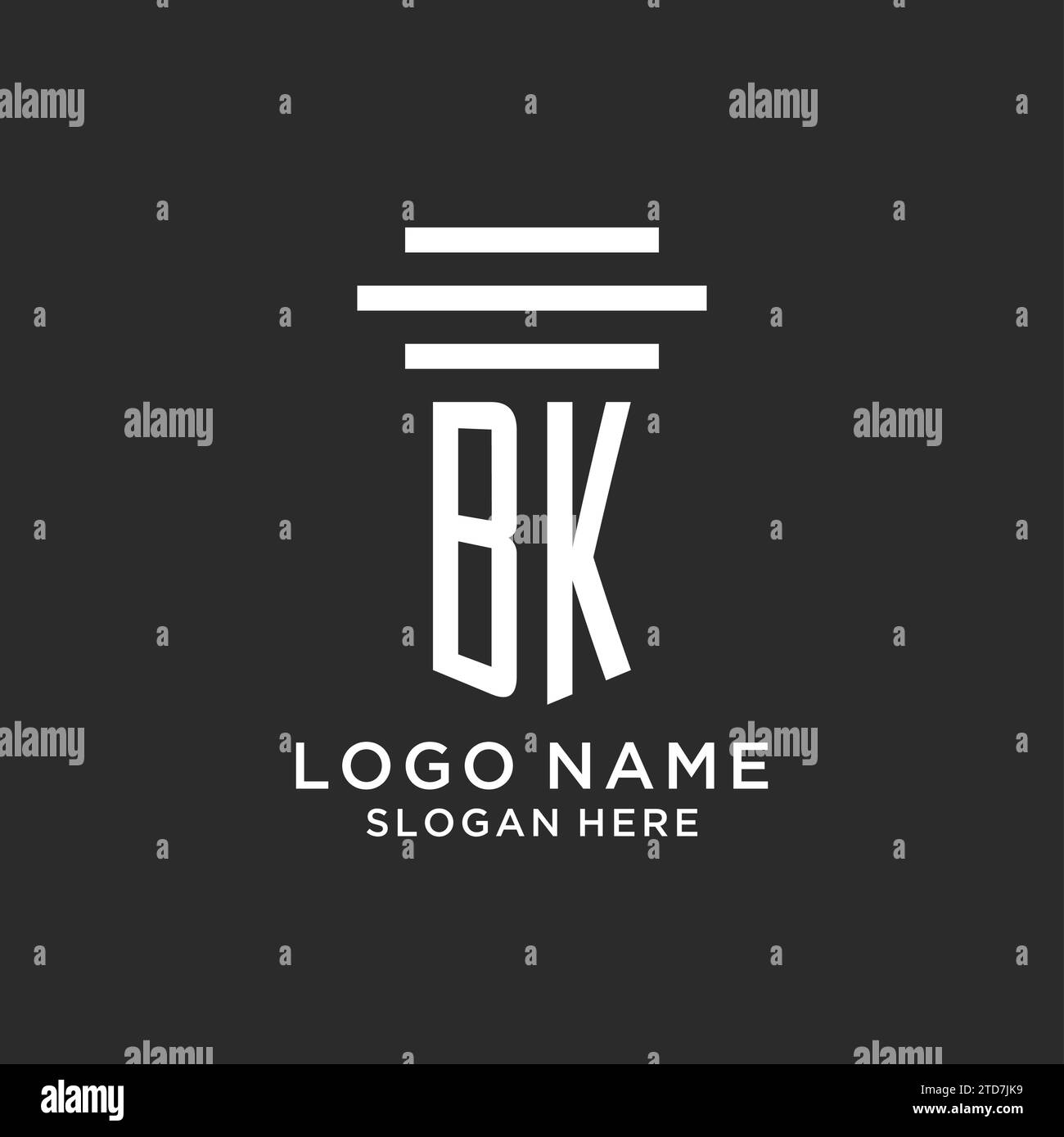 BK initials with simple pillar logo design, creative legal firm logo ...