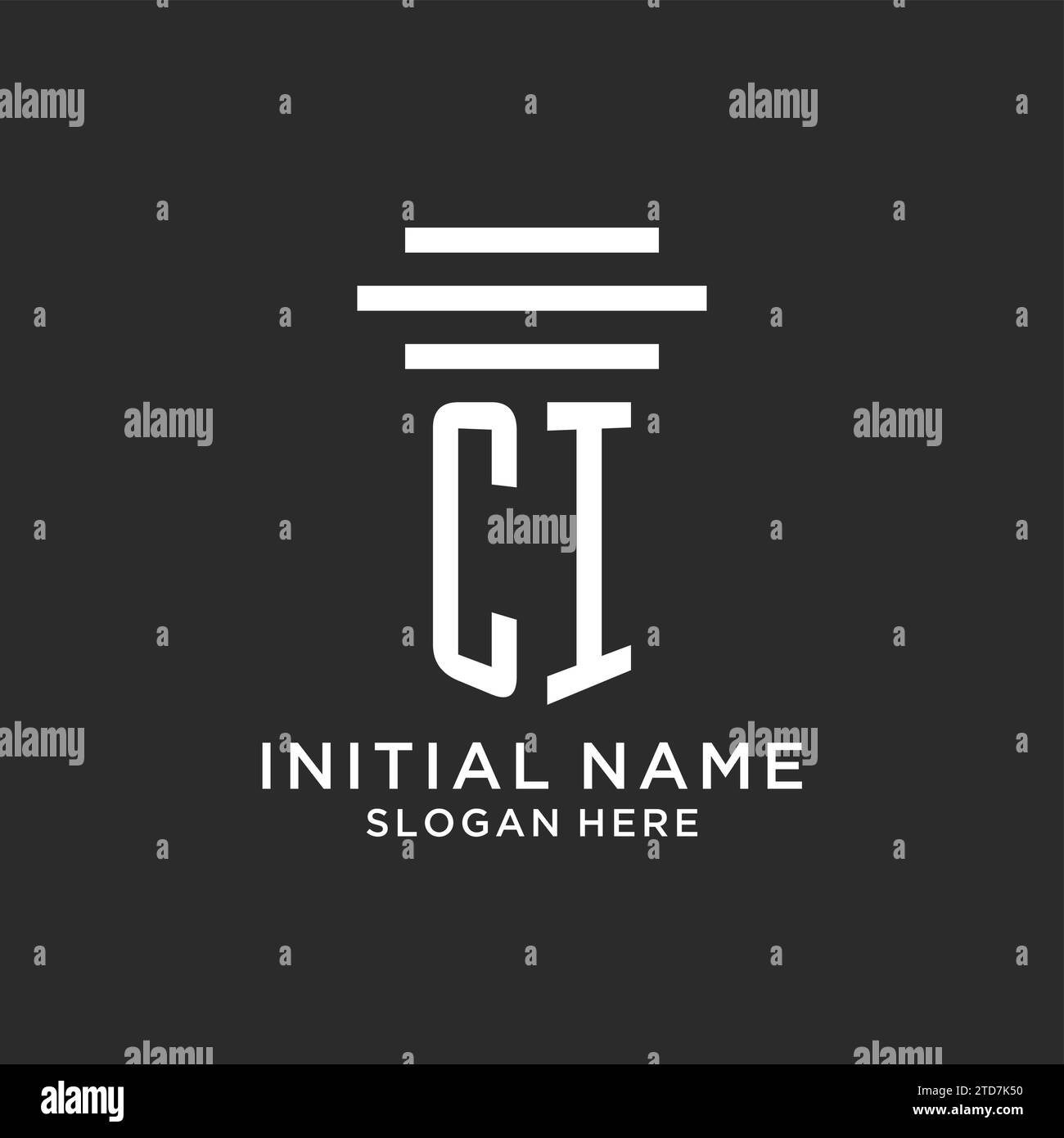 CI initials with simple pillar logo design, creative legal firm logo ...