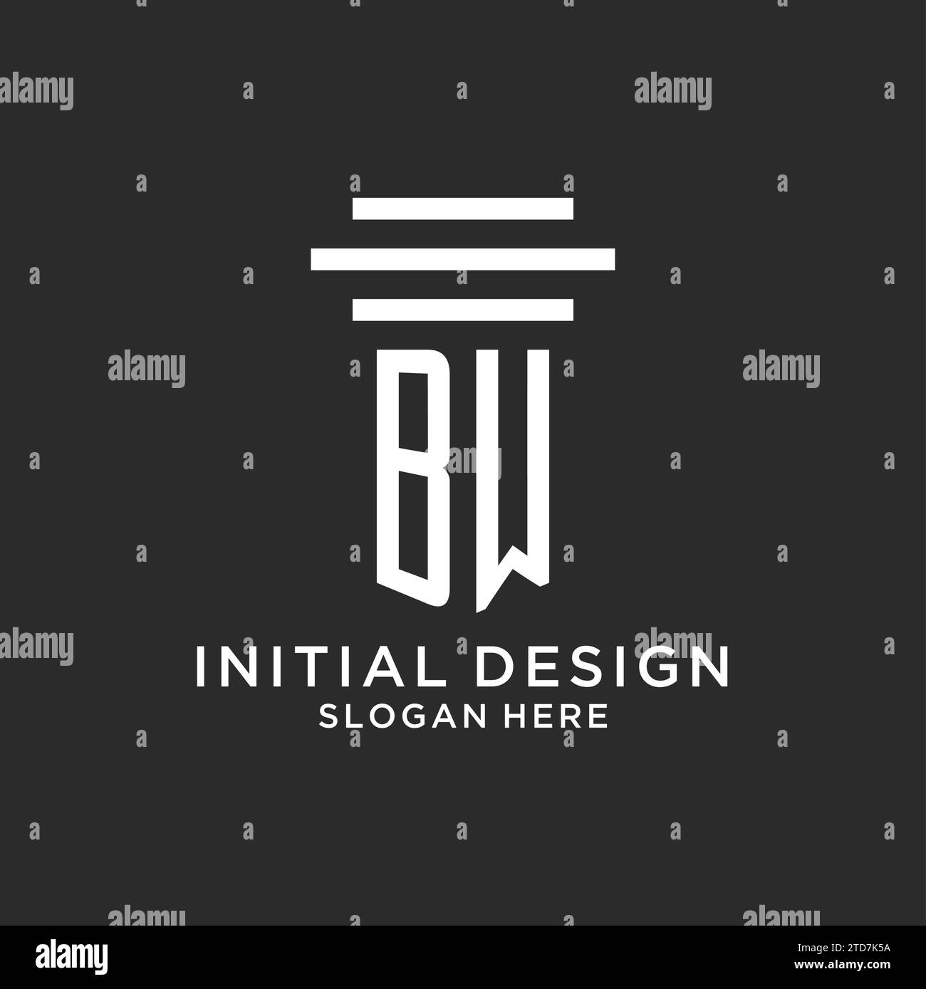 BW initials with simple pillar logo design, creative legal firm logo ...