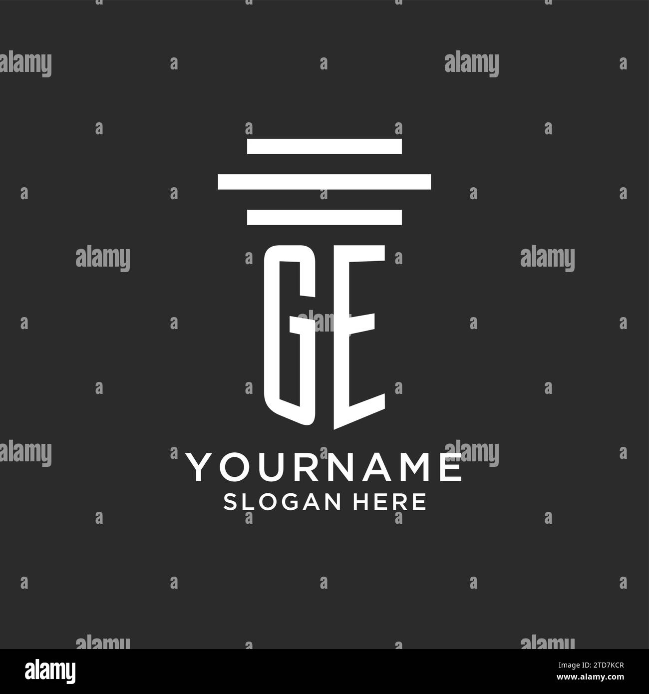 GE initials with simple pillar logo design, creative legal firm logo ...