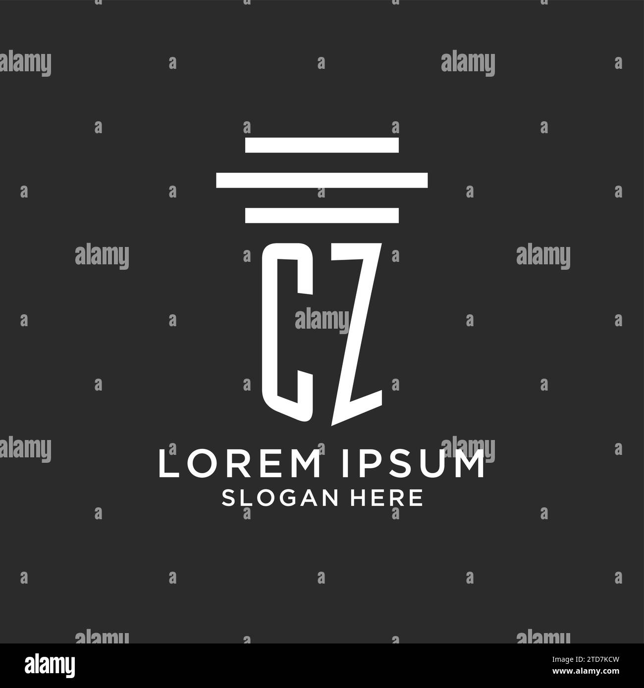 CZ initials with simple pillar logo design, creative legal firm logo vector graphic Stock Vector ...