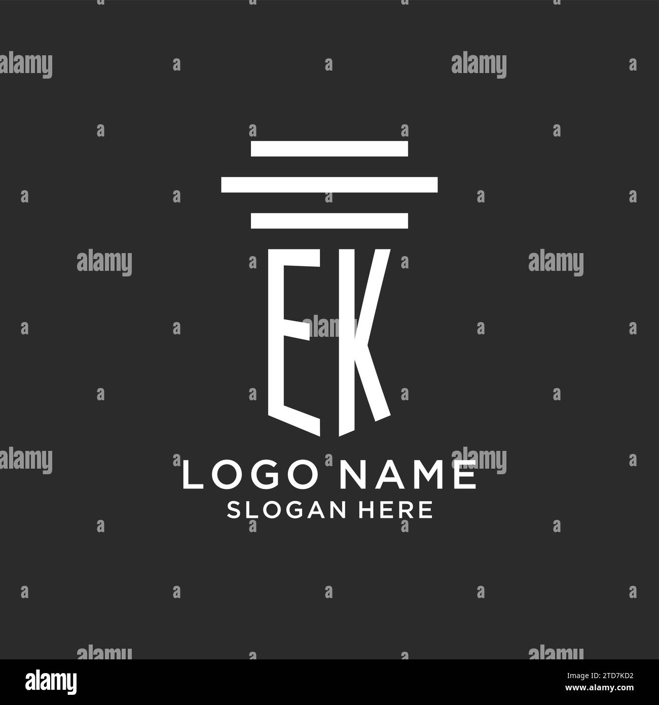EK initials with simple pillar logo design, creative legal firm logo ...