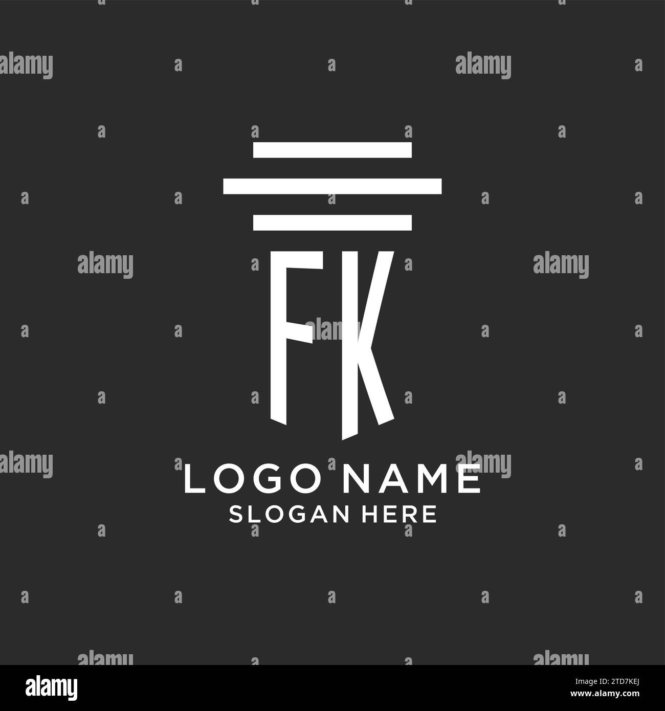 FK initials with simple pillar logo design, creative legal firm logo ...