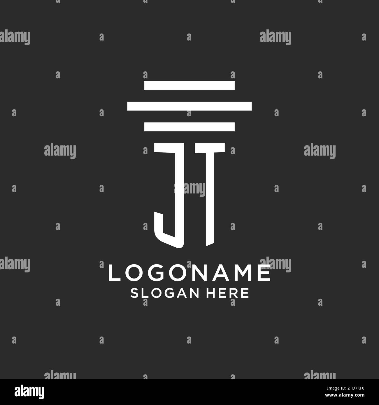 JT initials with simple pillar logo design, creative legal firm logo ...
