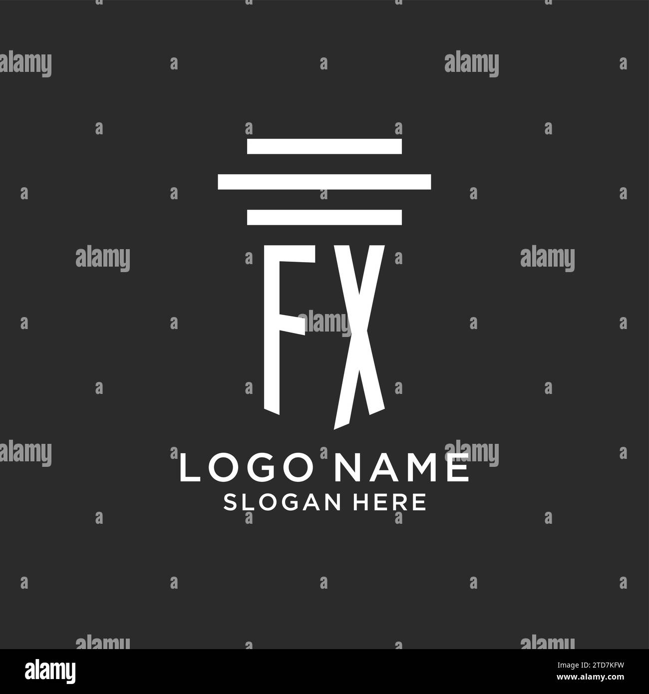 FX initials with simple pillar logo design, creative legal firm logo ...