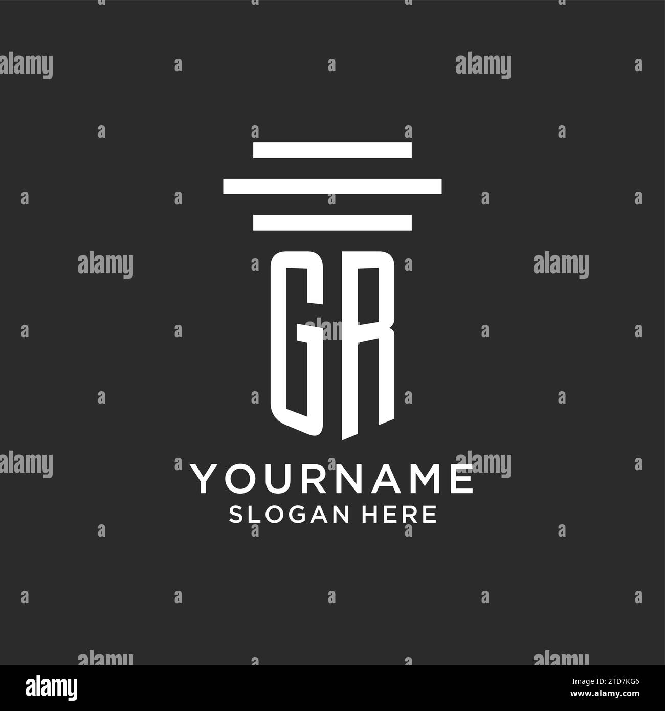 GR initials with simple pillar logo design, creative legal firm logo ...