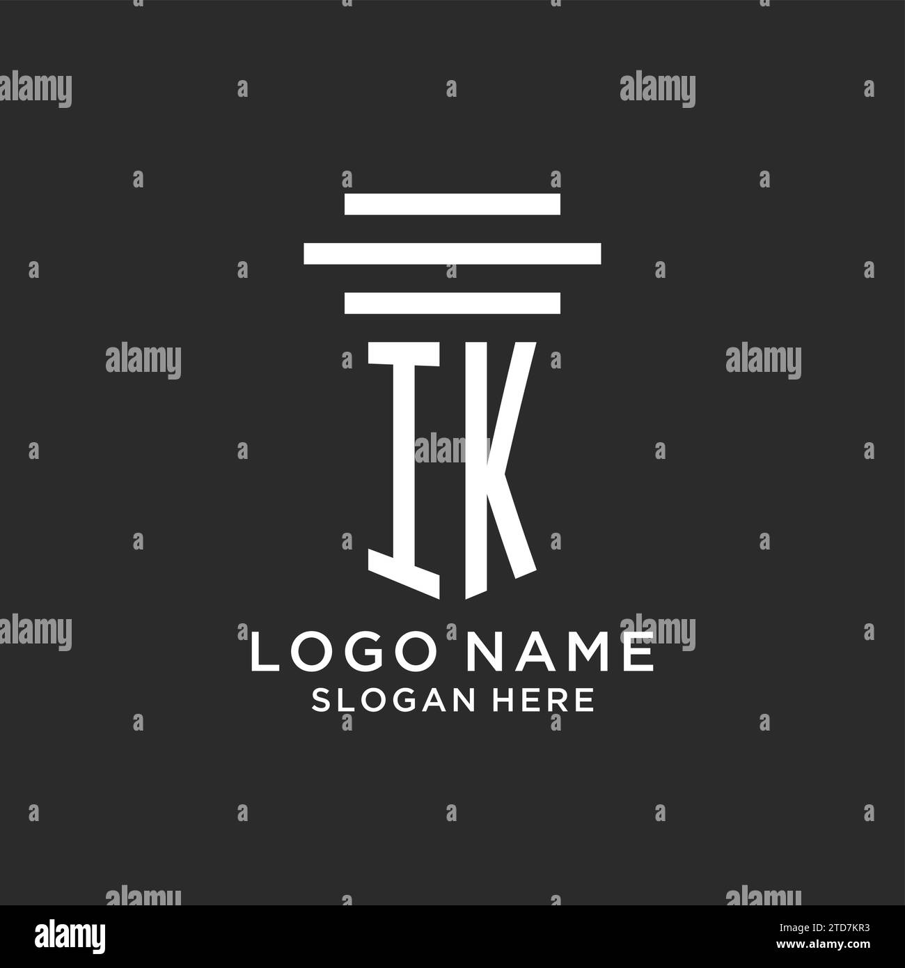 IK initials with simple pillar logo design, creative legal firm logo ...
