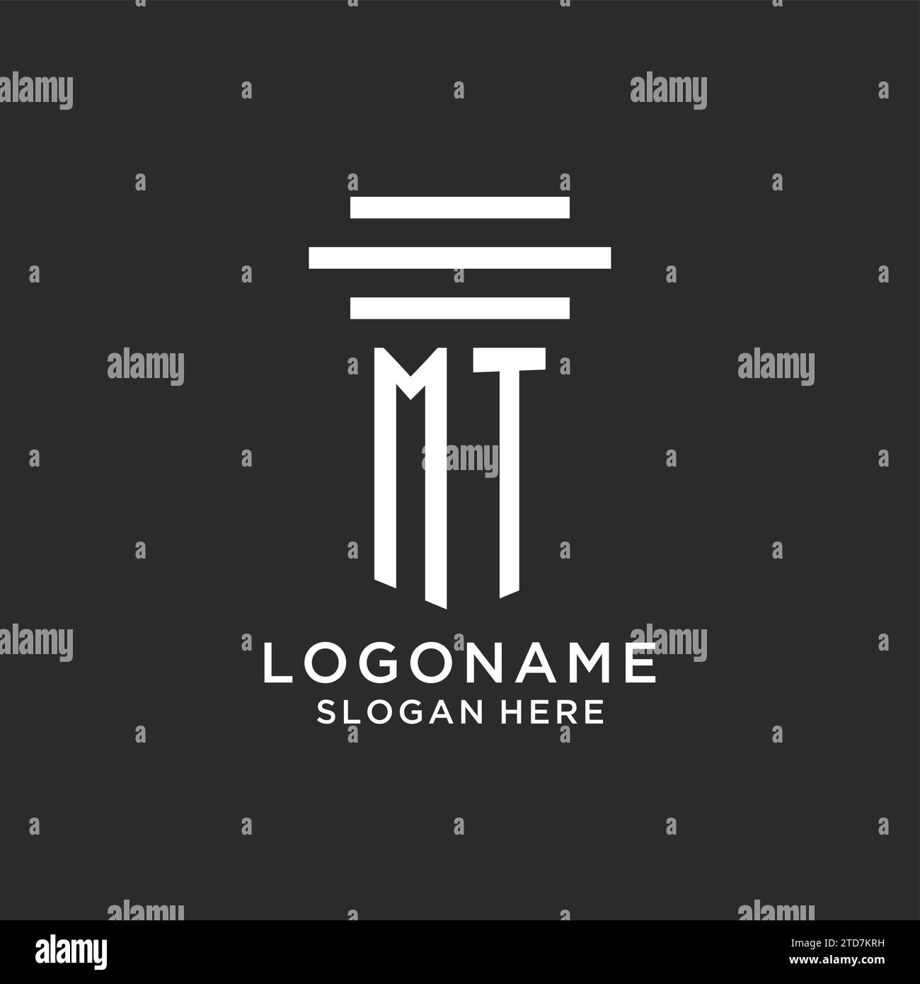 MT initials with simple pillar logo design, creative legal firm logo ...