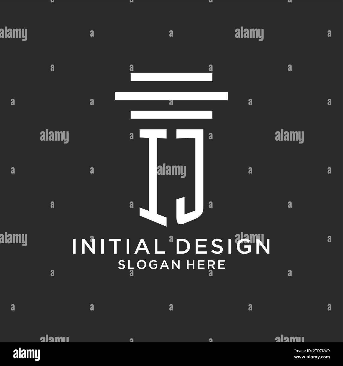 IJ initials with simple pillar logo design, creative legal firm logo ...