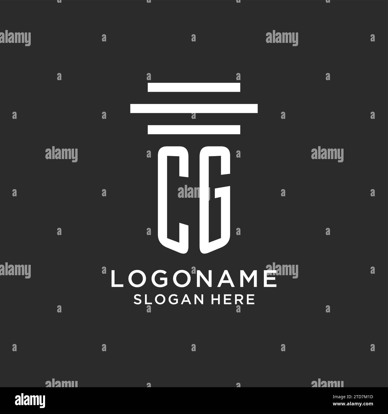 CG initials with simple pillar logo design, creative legal firm logo ...