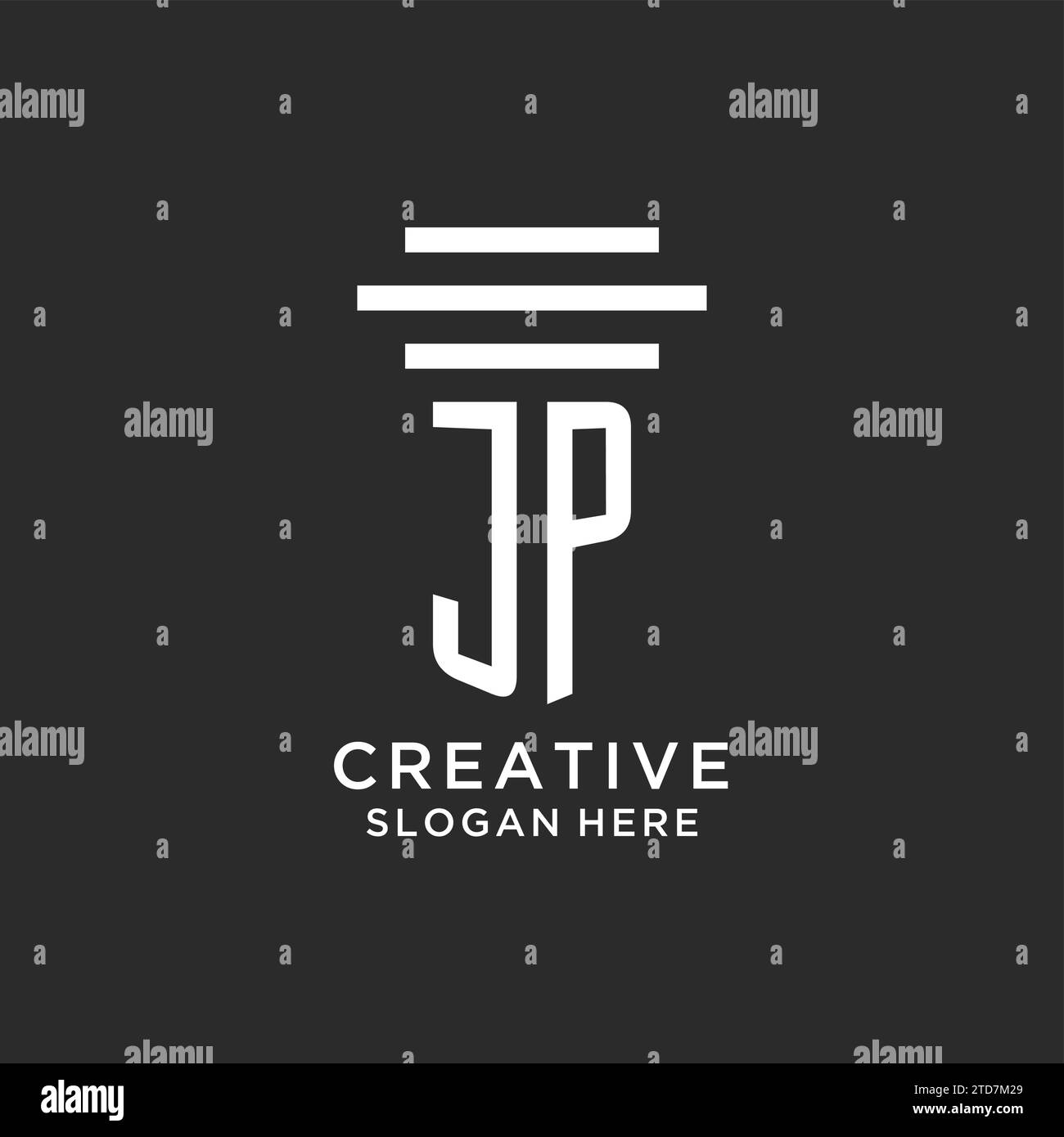 JP initials with simple pillar logo design, creative legal firm logo ...