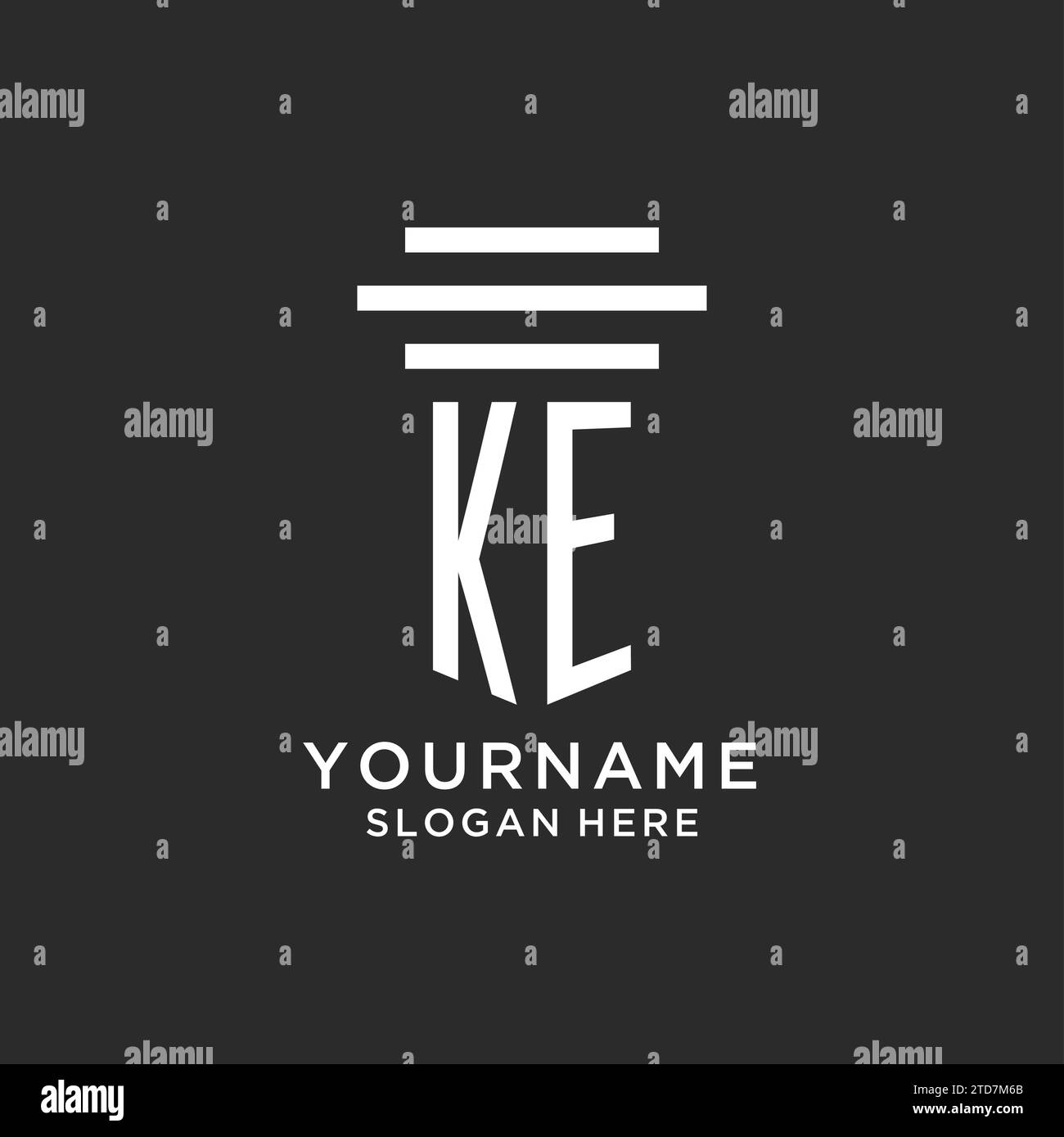 KE initials with simple pillar logo design, creative legal firm logo ...