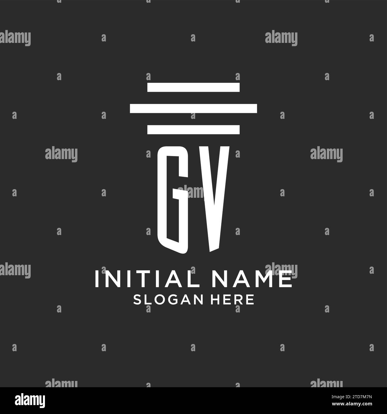 GV initials with simple pillar logo design, creative legal firm logo ...