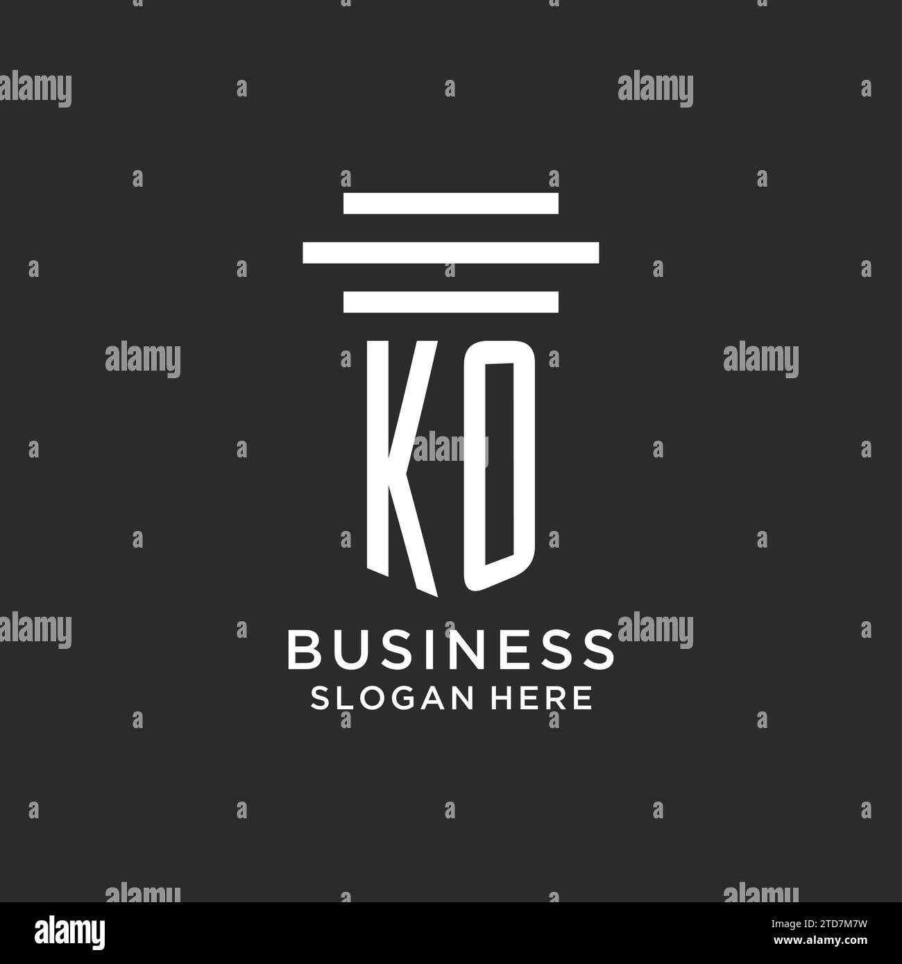 KO initials with simple pillar logo design, creative legal firm logo ...