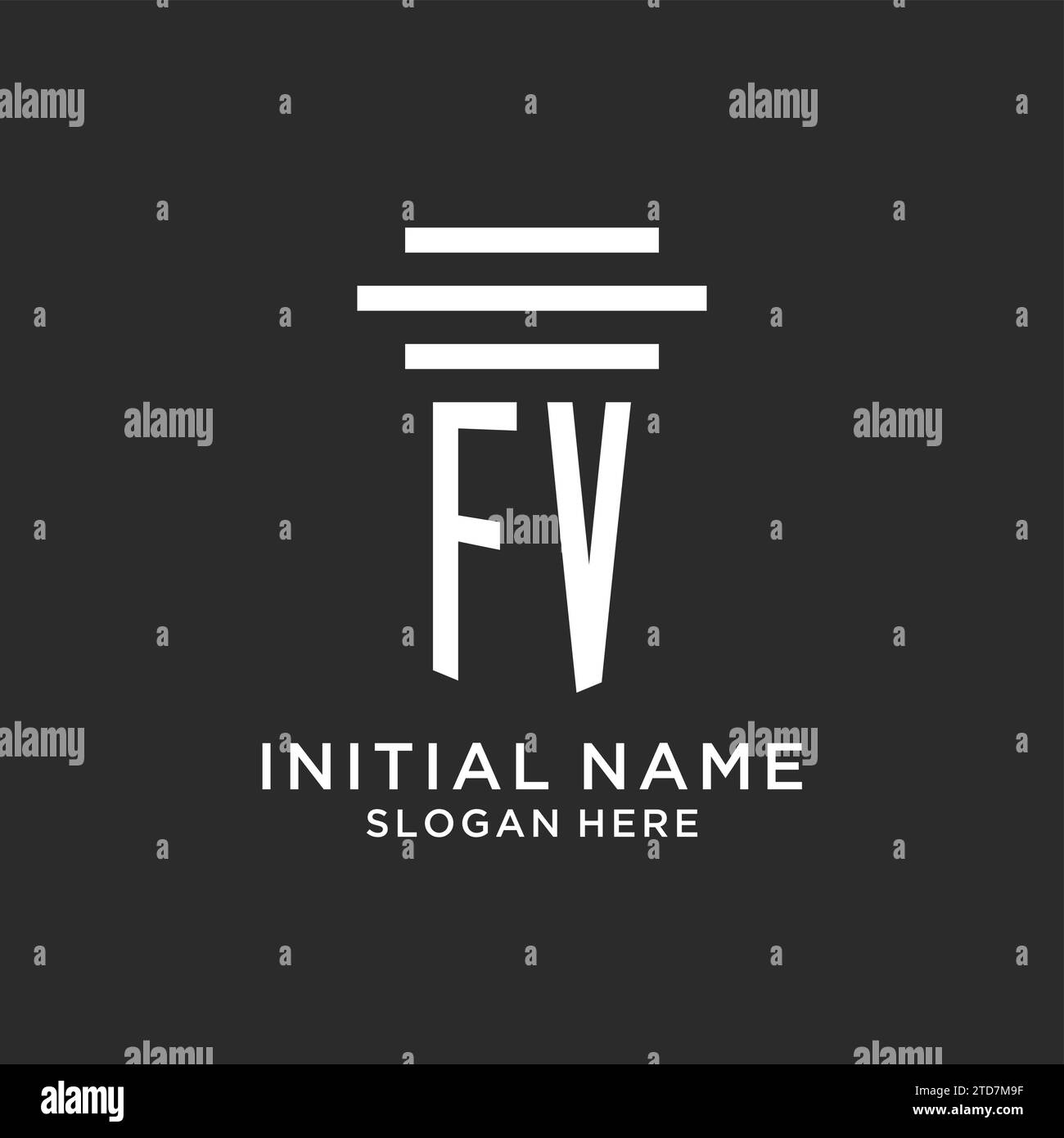 FV initials with simple pillar logo design, creative legal firm logo ...