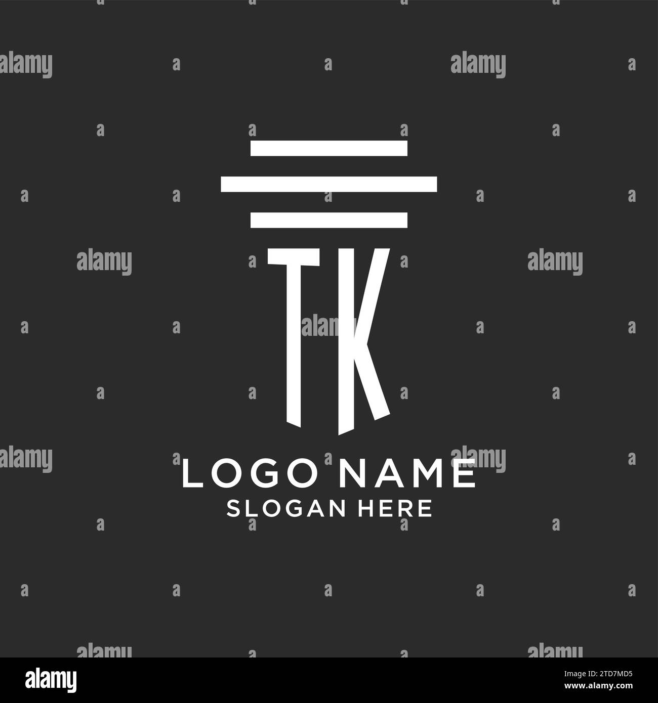 TK initials with simple pillar logo design, creative legal firm logo ...