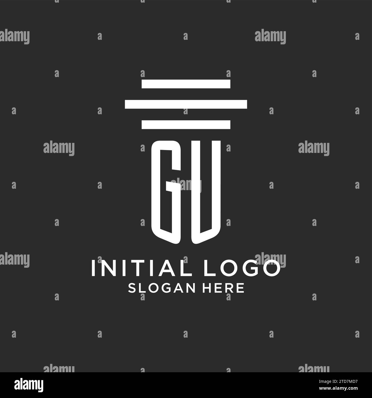 GU initials with simple pillar logo design, creative legal firm logo ...