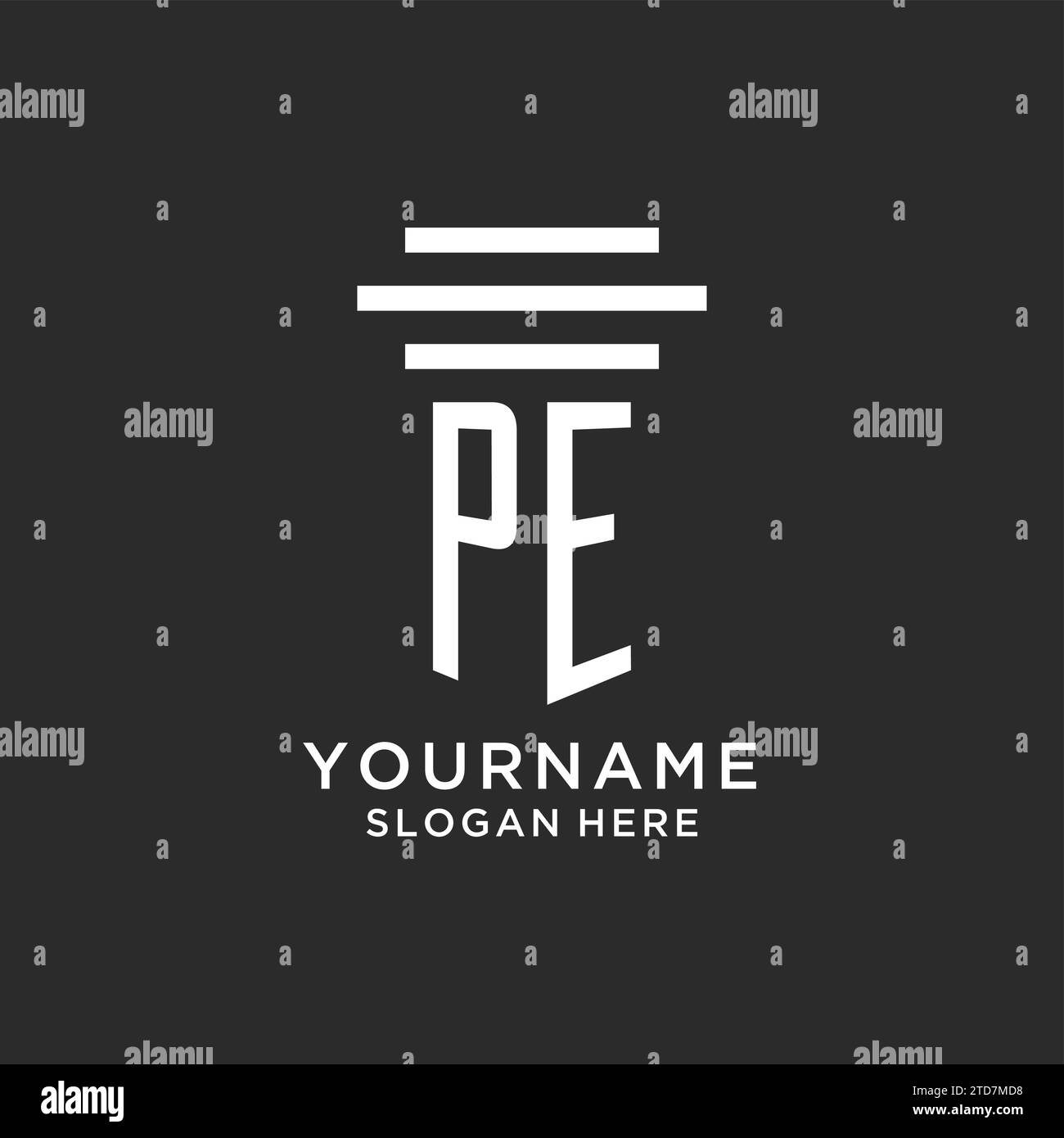 PE initials with simple pillar logo design, creative legal firm logo ...