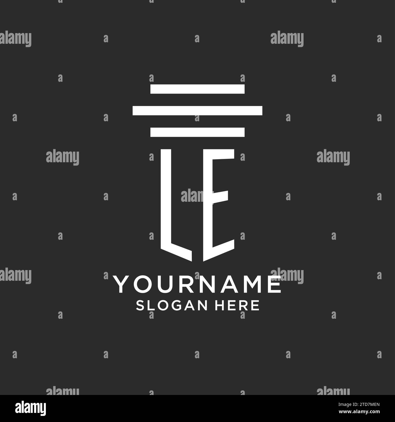 LE initials with simple pillar logo design, creative legal firm logo ...