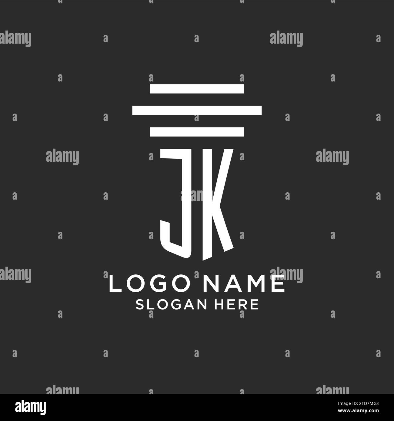 JK initials with simple pillar logo design, creative legal firm logo ...