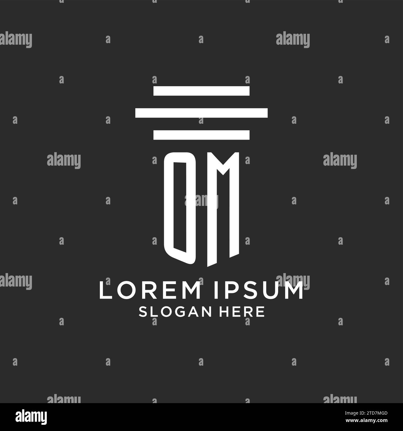 OM initials with simple pillar logo design, creative legal firm logo ...
