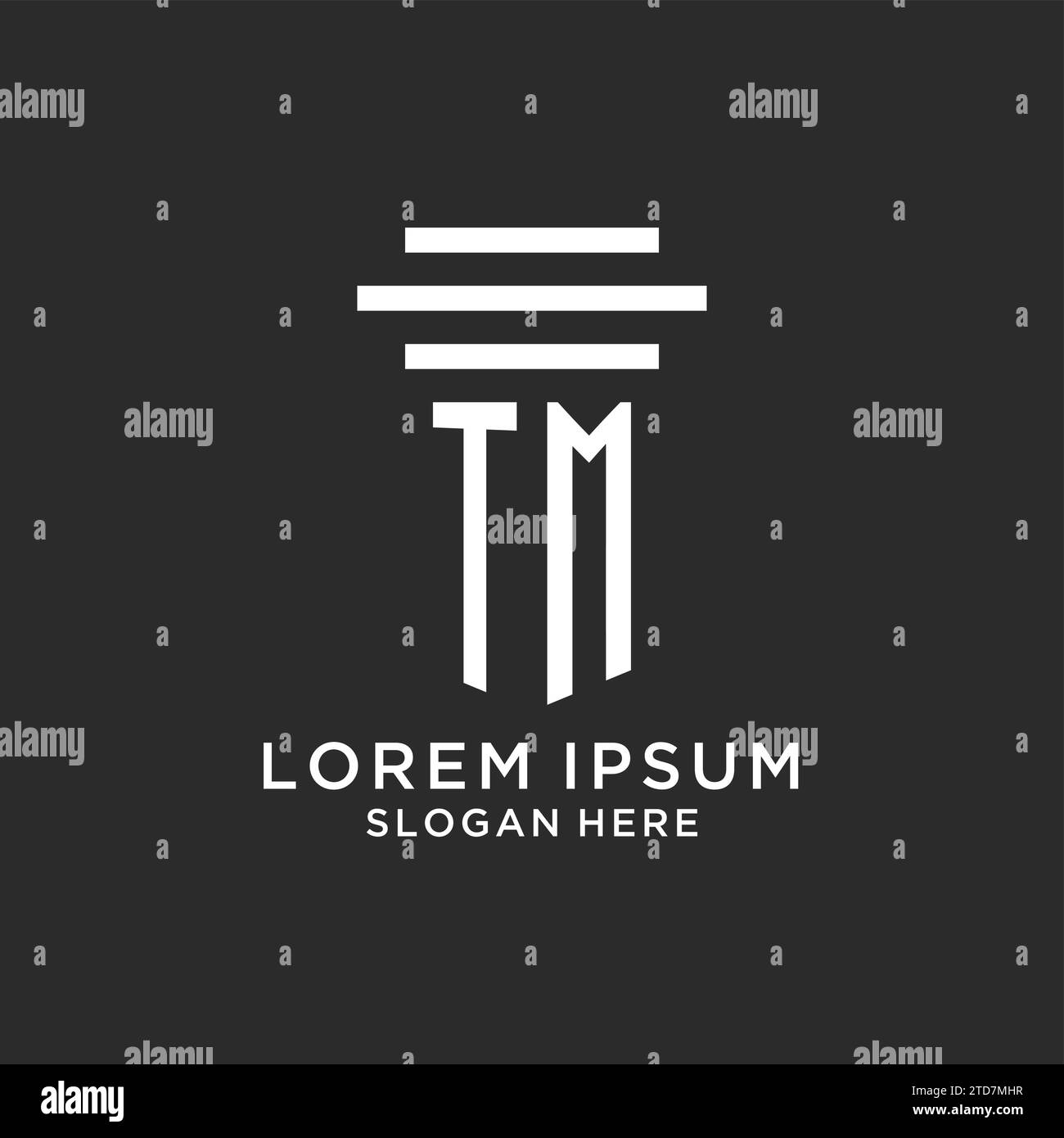 TM initials with simple pillar logo design, creative legal firm logo ...