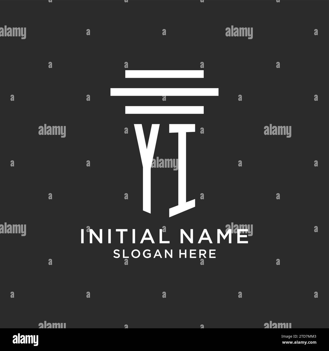 YI initials with simple pillar logo design, creative legal firm logo ...