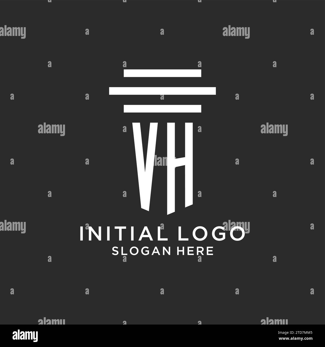 VH initials with simple pillar logo design, creative legal firm logo ...