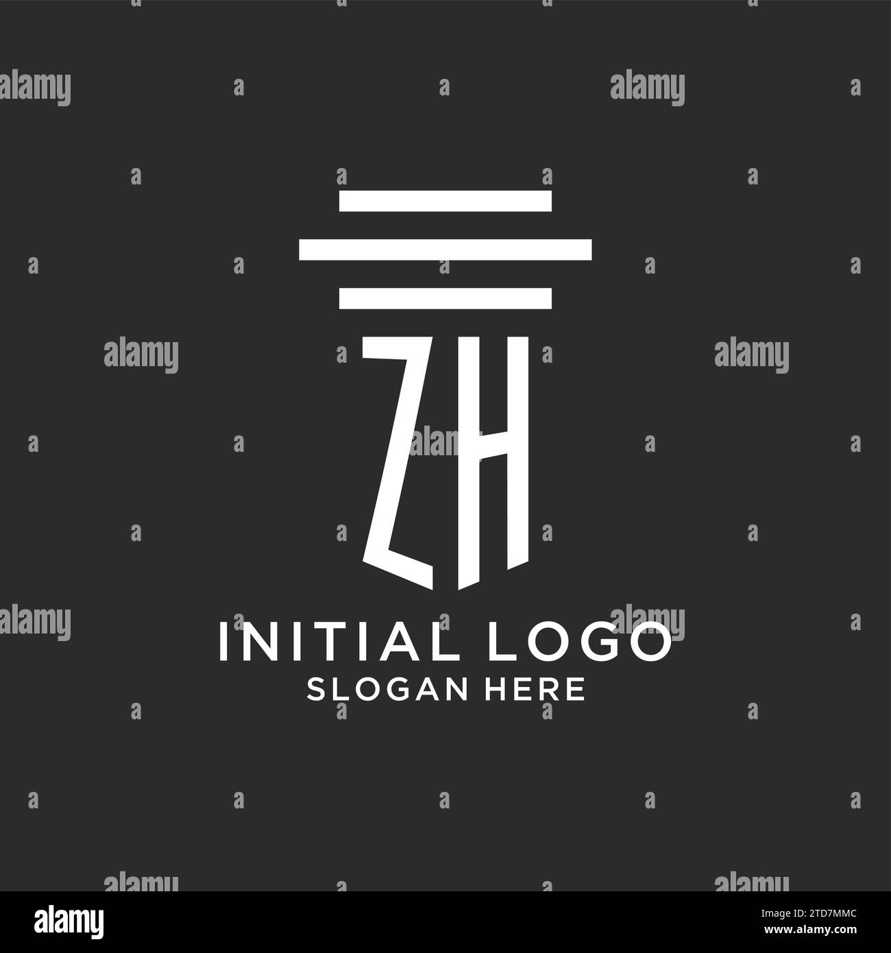 ZH initials with simple pillar logo design, creative legal firm logo ...