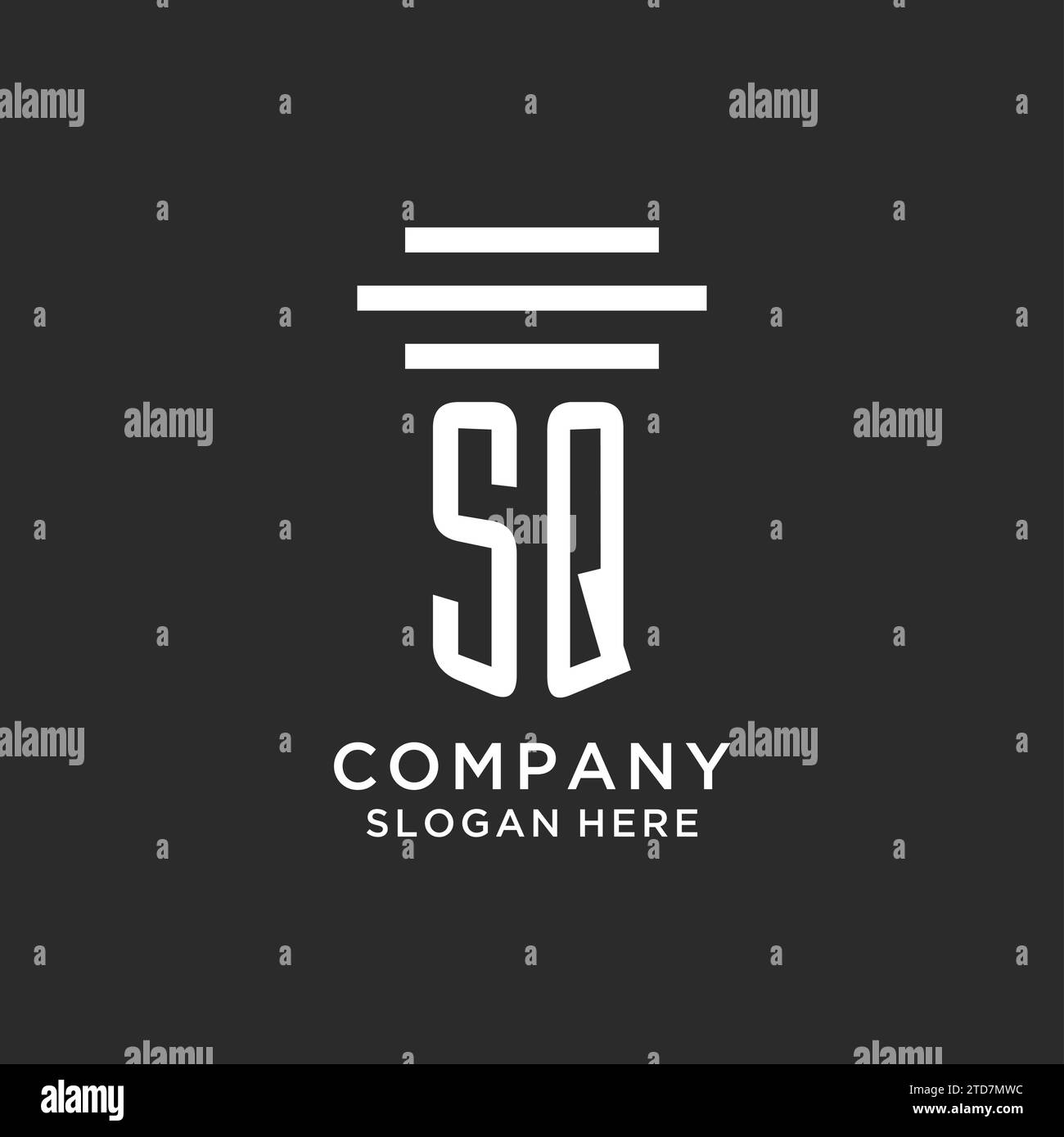 SQ initials with simple pillar logo design, creative legal firm logo ...