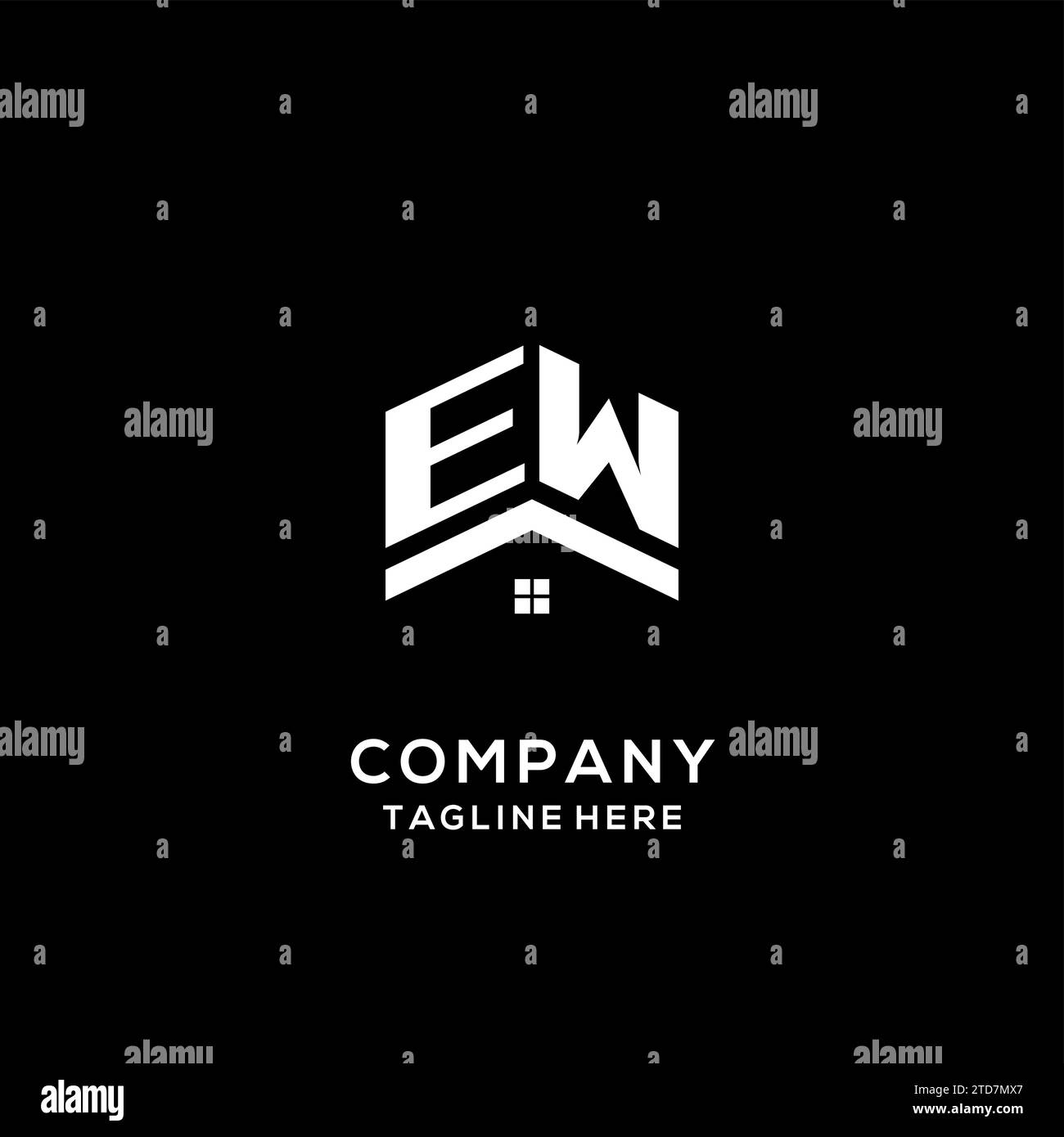 Initial EW logo with abstract home roof, simple and clean real estate ...