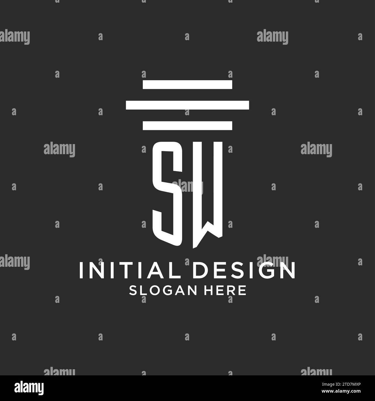 SW initials with simple pillar logo design, creative legal firm logo ...