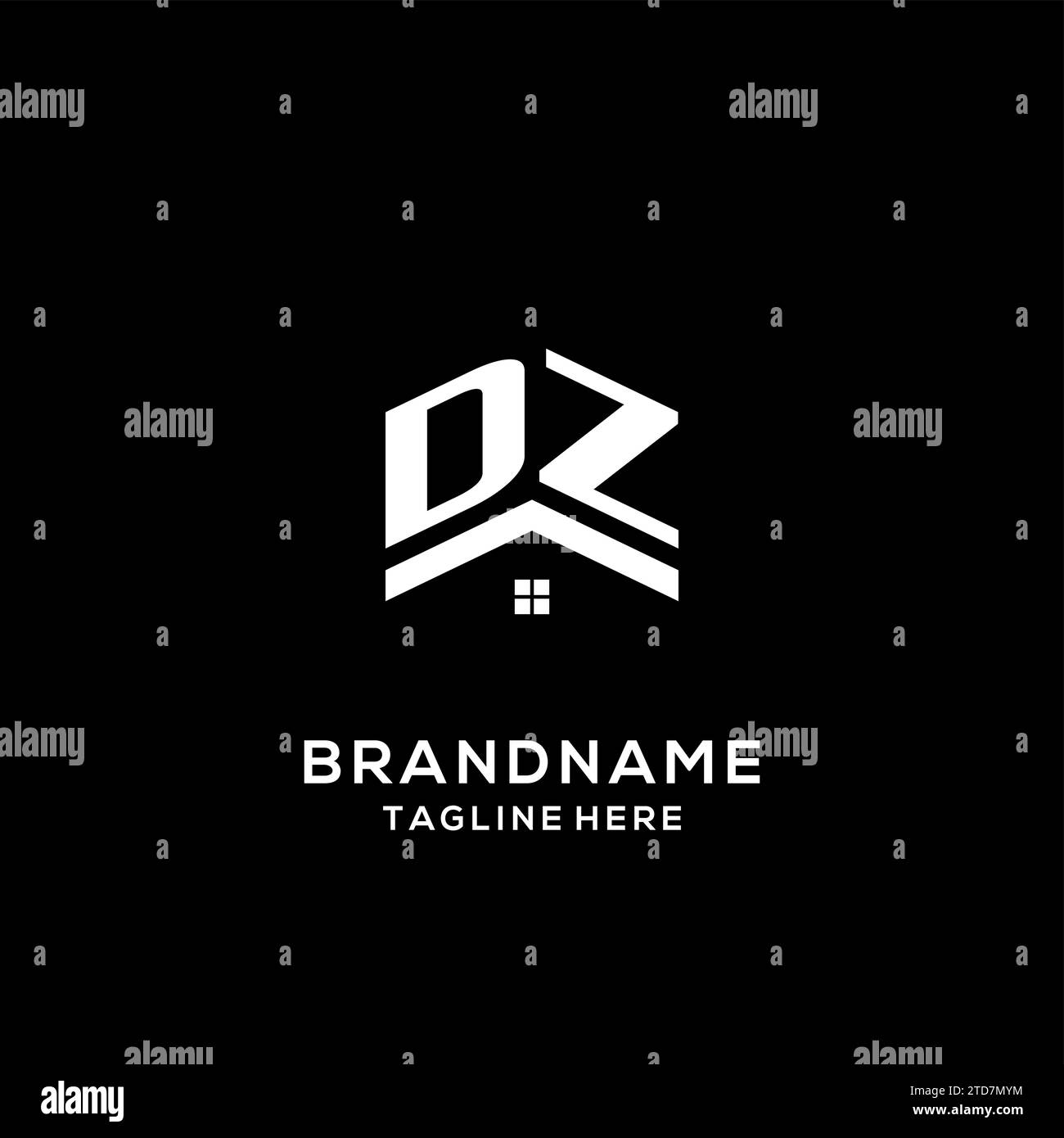 Initial DZ logo with abstract home roof, simple and clean real estate ...