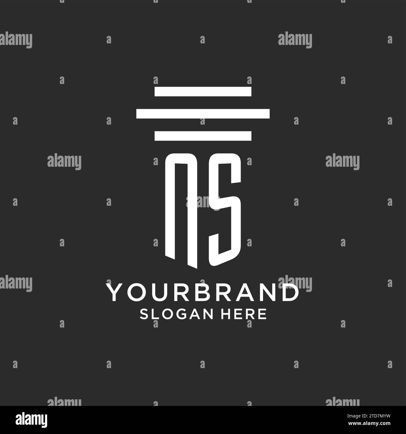 NS initials with simple pillar logo design, creative legal firm logo ...