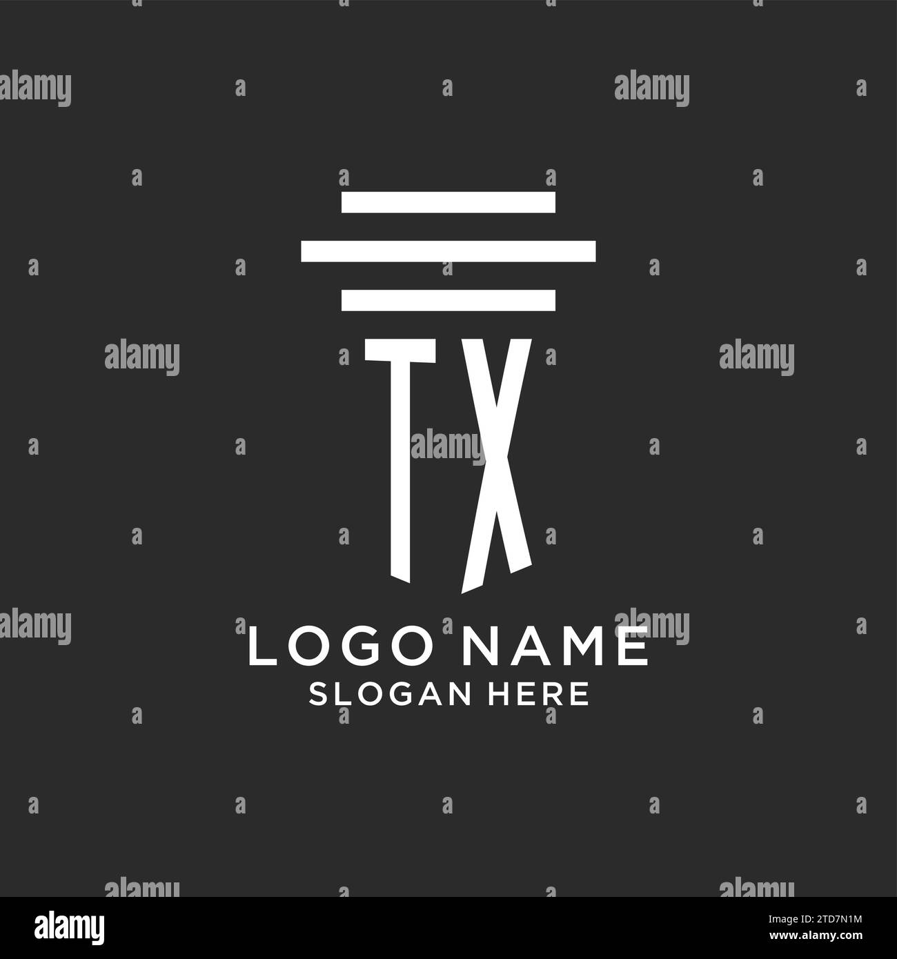 TX initials with simple pillar logo design, creative legal firm logo ...